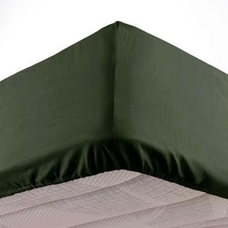 Douceur d'Int&eacute;rieur Drap Housse (140 x 190 cm) Oscar Kaki, Microfibre Unie