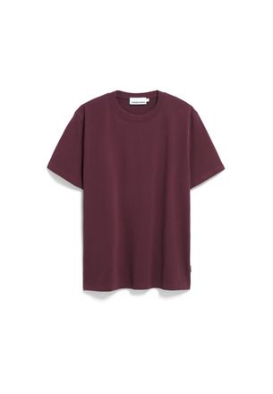 Armedangels Herren Heavyweight T-Shirt aus recyceltem Baumwoll Mix MAARKOS Relaxed Fit Dark Cranberry