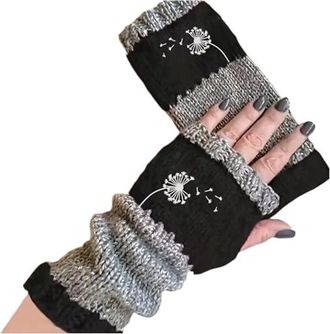 Generic Gants tricot&eacute;s avec broderie de chat, mitaines pour femmes, mitaines de chat, gants dhiver vintage doux et chauds sur le th&egrave;me des chats, F01, taille 