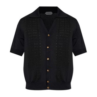 Versace Homme, Pulls, Noir, Taille: 2XL Cardigan &agrave; manches courtes