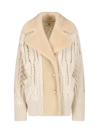 Ermanno Scervino Cardigan In Virgin Wool And Shearling