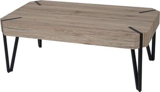 Mendler Couchtisch Kos T573, Wohnzimmertisch, 43x110x60cm MVG-Zertifiziert - Sanremo Eicheoptik, dunkle Metall-Füße