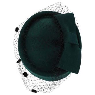 Hemoton Chapeau Laine pour Femme avec Noeud et Voile Style Vintage Britannique pour Cocktail Mariage et Hiver