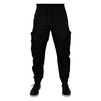Dolce & Gabbana Homme, Pantalons, Noir, Taille: M Pantalon de jogging cargo en nylon noir