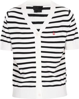Dreimaster Dreimaster Strickjacke Frauen cremewei&szlig;er schwarzer Streifen