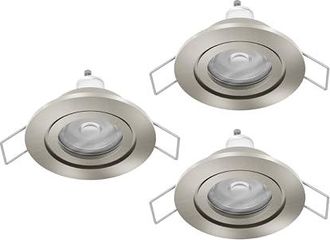 Eglo 3er Set LED Einbaustrahler Barranco, Deckenspot Badezimmer, Deckenstrahler aus Kunststoff in Silber, Badlampe neutralwei&szlig;, inkl. GU10 Leuchtmittel, IP