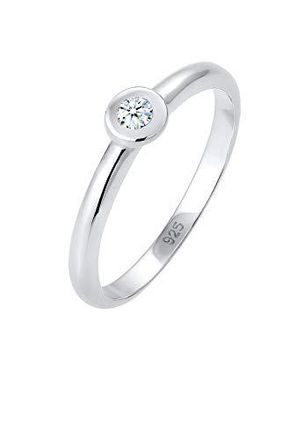 Elli DIAMONDS Bague Femmes Solitaire Fiançailles avec Diamant (0.06 ct.) en Argent Sterling 925