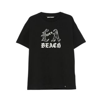 Palm Angels Slogan T-Shirt - - Tops - Herren - Schwarzk - XL