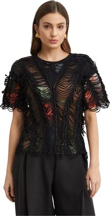 Jean Paul Gaultier Femme, Tops, Noir, Taille: 40 FR The Slashed City T-Shirt