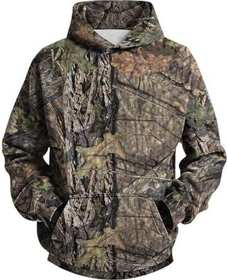 Keephen Sweat &agrave; Capuche pour Hommes Camouflage de Chasse Veste &agrave; Capuche &agrave; Manches Longues imprim&eacute;e en 3D avec Poches Motif for&ecirc;t camoufl&eacute;e