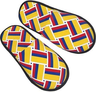 Generic Pantoufle Maison Tissage Du Drapeau Colombien Hiver Pantoufles Antid&eacute;rapantes Hiver Chaussures Chaudes Unique Chaudes Pantoufles Pour Camping Voyages 