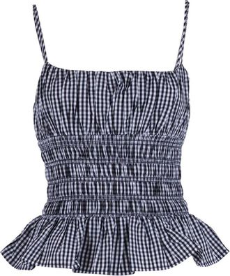 Michael Kors Femme, Tops, Noir, Taille: 42 FR Gingham Smocked Top