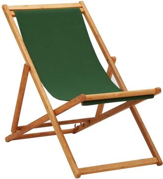 vidaXL Vidaxl - Chaise pliable de plage Bois deucalyptus et tissu Vert