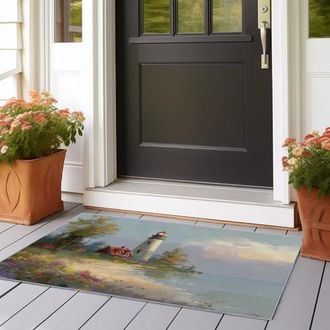 Generic Bleu Tapis Doux et Moelleux, Paysage Phare Littoral Tapis Design &agrave; Poil Ras Doux pour Salle &agrave; Manger Chambre Adulte et Ado 160 x 230 cm