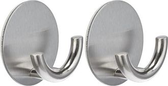 WENKO Wenko Wandhaken Rondo Edelstahl matt - selbstklebend, Edelstahl rostfrei, 5.3 x 2.5 x 5.3 cm, Matt (Packung mit 2)