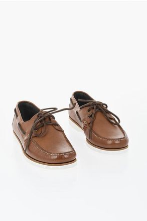 Corneliani Hammered Leather Boat Loafers size 41,5