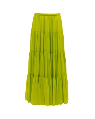 Valentino Garavani Womens Lime Green Flowing Maxi Skirt