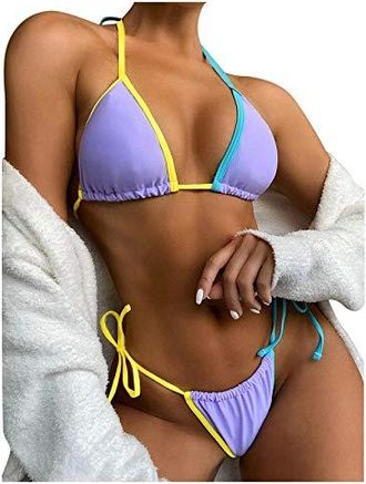Generic Ensemble bikini sexy et &eacute;l&eacute;gant - Deux pi&egrave;ces - Triangle - Col en V - Maillot de bain push-up - Maillot de bain ventre plat - Haut de bikini - Avec re
