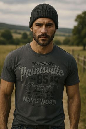 Man's World T-Shirt MANS WORLD, Herren, Gr. 4XL (68/70), grau (dunkelgrau), Single Jersey, Obermaterial: 100% Baumwolle, bedruckt, normal, Rundhals, Shirts T-Shir