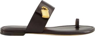 Tom Ford Femme, Chaussures, Brun, Taille: 36 EU Sandales Plates Espresso en Cuir