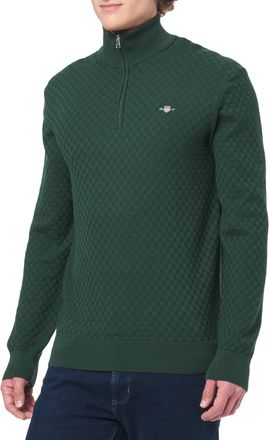 GANT Herren Micro Texture HZ Pullover, Tartan Green, 3XL