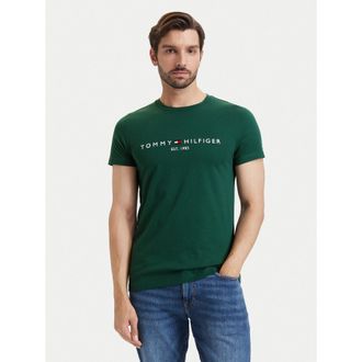 Tommy Hilfiger T-Shirt Logo MW0MW11797 Dunkelgr&uuml;n Slim Fit