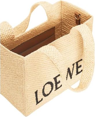 Loewe Font Tote moyen en raphia et cuir