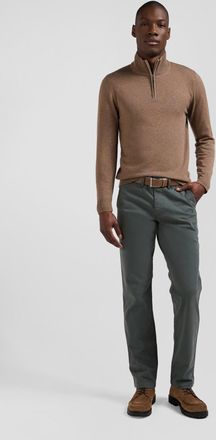 Eden Park Pull Col Camionneur Zipp&eacute; En Laine Et Coton Marron Coupe Regular