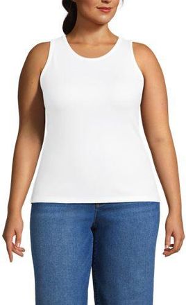 Lands End &Auml;rmelloses, geripptes Top, Damen, Gr&ouml;&szlig;e:52-54 plus, Wei&szlig;, Elasthan/Viskose/Viskose-Mischung, by Lands End