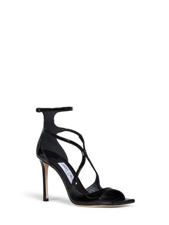 Jimmy Choo London Womens Sandals Azia 95 Patent Leather Black Cotton