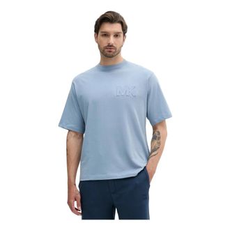 Michael Kors Logo Baumwoll-T-Shirt - - Tops - Herren - Blau - L