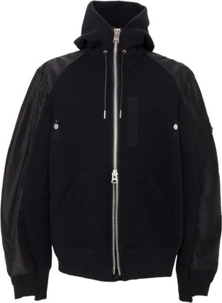 sacai Homme, Sweatshirts et sweats &agrave; capuche, Noir, Taille: M Paneled Zip-Up Sweat &agrave; capuche
