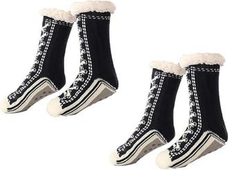 Generic Accordinglye Chaussons en cachemire ultra &eacute;pais pour la maison - Chaudes et antid&eacute;rapantes - Douillettes - Doublure polaire, 2 pi&egrave;ces., taille unique