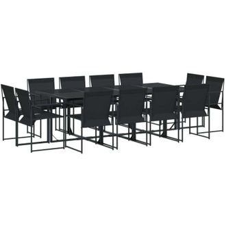 vidaXL 13-tlg. Garten-Essgruppe Schwarz Textilene - Vidaxl