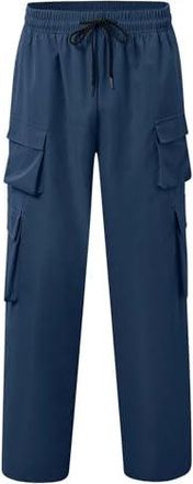 Generic Pantalon cargo pour homme 2026 - Pantalon de jogging pour homme - Broderie fine - Jambe large - Costume grande taille pour hommes, bleu, XXL