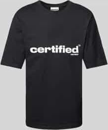 Review T-Shirt mit Label-Print