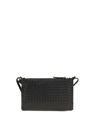 Bottega Veneta Womens Shoulder Bag Intrecciato Black Black-Brass Vibrato Calf Leather Black/brass