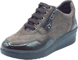 Cinzia Soft IV122445 Tête Moro Sneakers Confort pour femme en cuir avec éclair et lacets, Tête morte., 35 EU