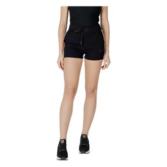 Guess Femme, Sport, Noir, Taille: 40 FR Short Athl&eacute;tique Lac&eacute; en M&eacute;lange de Coton