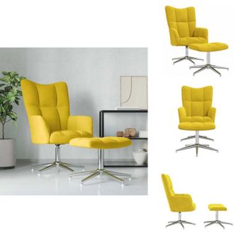 vidaXL Relaxsessel mit Hocker Senfgelb Samt - Sessel - Relaxsessel - Samt Sessel - Wohnzimmersessel - Bequemlichkeit