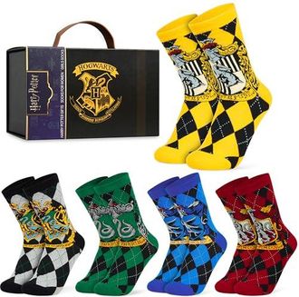 Harry Potter Chaussettes Femme et Ado, Taille 37-42, Lot 5 Paires de Chaussettes Originales en Maille Douce, Idée Cadeau Poudlard (37/42 EU, Multi Houses)
