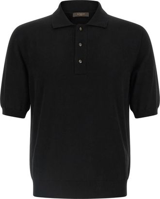 Zanone Homme, Tops, Noir, Taille: 3XL Cotton Knit Polo