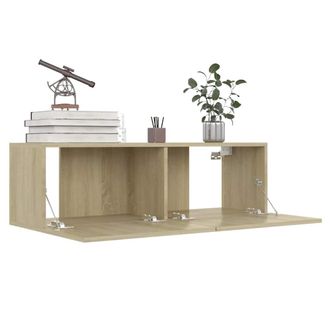 Generic TV Schrank mit 2 Klappt&uuml;ren, TV M&ouml;bel, H&auml;ngeboard, Lowboard, Fernsehschrank, Fernsehtisch, Sideboard, Holzwerkstoff(Wei&szlig; 80x30x30cm) (100x30x30cm)