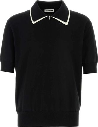 Jil Sander Homme, Tops, Noir, Taille: XL Polo &agrave; col zipp&eacute;