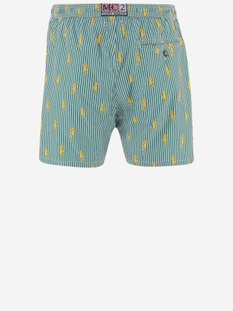 MC2 Saint Barth Mens Swim Shorts Nylon Green Polyester Beachwear Sea Clothing