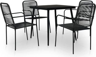 vidaXL Vidaxl - Mobilier à dîner dextérieur 5 pcs Corde en coton et acier Noir