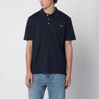 A.P.C. Dunkelblaues Poloshirt aus Baumwolle mit Logo-Stickerei