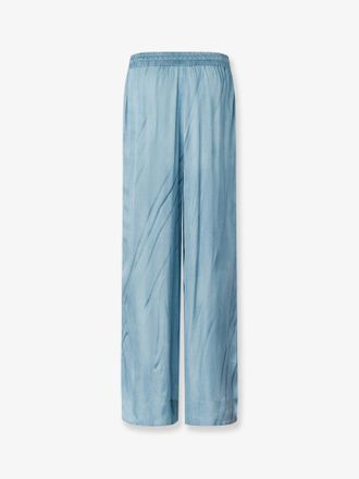 Pinko Womens Viscose Trousers With Adjustable Waistband Blue