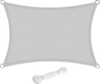 Songmics Sonnensegel 3 x 5 m, Sonnenschutz aus HDPE-Gewebe, luftdurchlässig, wasserdurchlässig, für Terrasse, Garten, Balkon, Camping, rechteckig, konkav, 2 m 