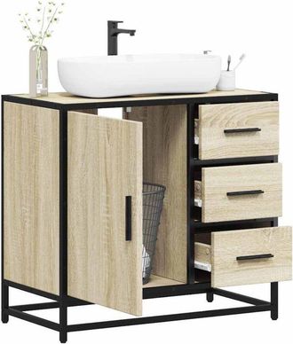 vidaXL Vidaxl - Armoire lavabo de salle de bain ch&ecirc;ne sonoma bois ding&eacute;nierie